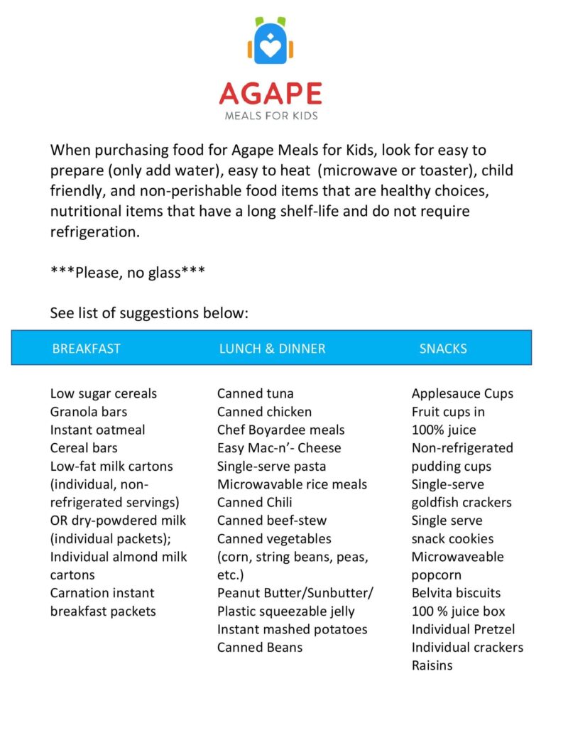 Make A Difference – Agape Meals For Kids